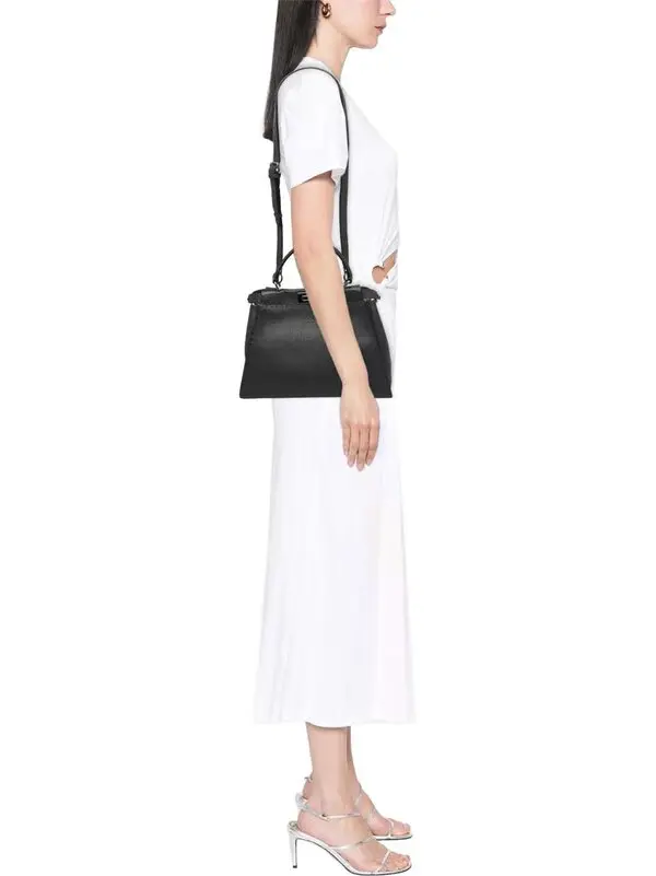 Fendi 2000-2010 Medium Leather Selleria Peekaboo Iconic Satchel - Black