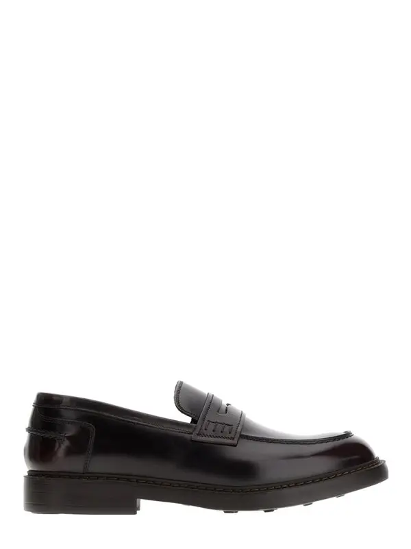 DOUCAL'S High-shine Slip-on Loafers - Black