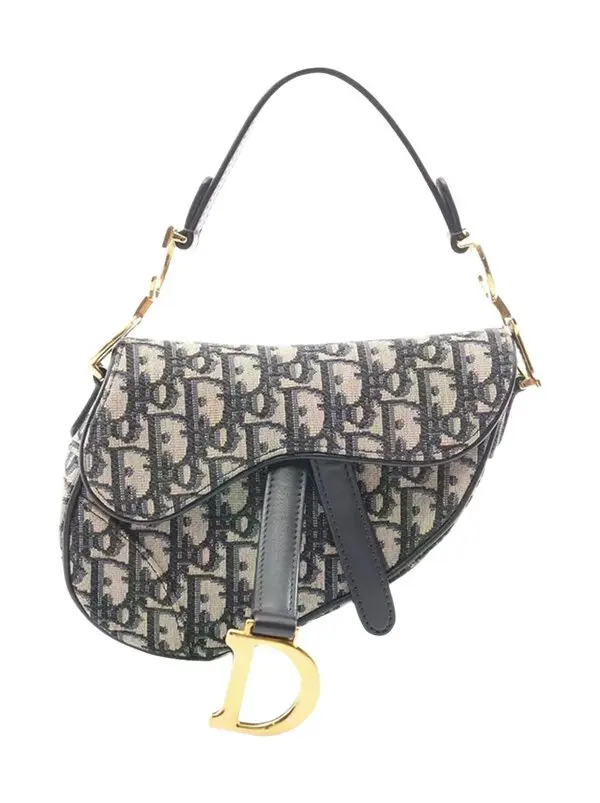 Dior 2010-2026 Mini Oblique Canvas Saddle Bag Satchel - Blue