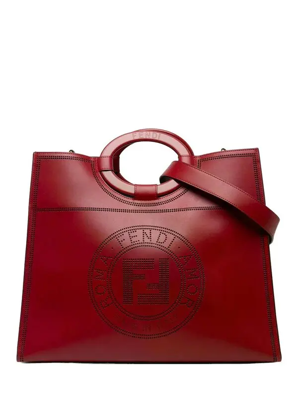 Fendi 2010-2026 Medium Perforated Leather Runaway Tote Satchel - Red
