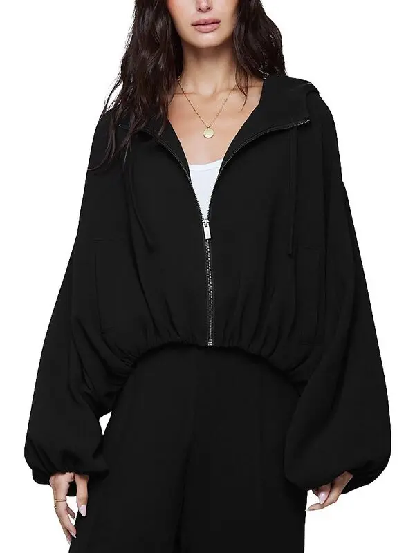Splendid Jolene Bubble Hem Hooded Jacket - Black