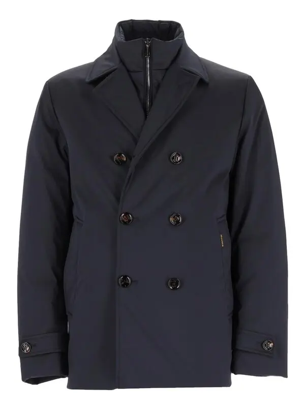 MOORER Italian-made 100% Polyester Trench Coat - Blue