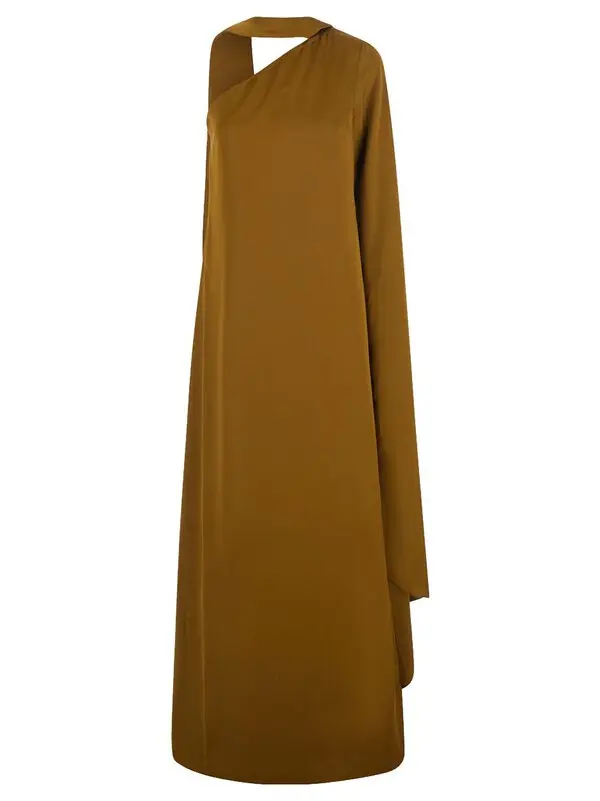 Solace London Maxi Long Dress In Fabric - Beige