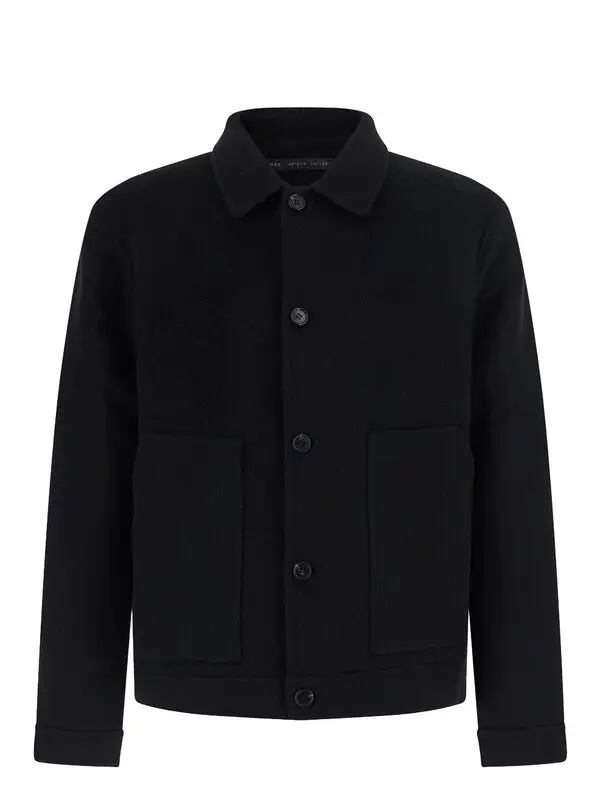 LOW BRAND Double Wool Jacket With High Collar And Side Pockets - Black