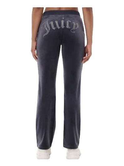 Juicy Couture Rib Waist Long Velour Pant With Back Bling, - Titanium
