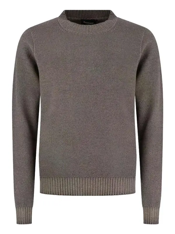 AROVESCIO Crew-neck Ribbed-trim Sweater - Brown
