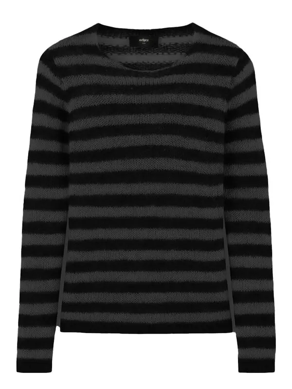 OTHER UK Classic Stripe Navarro Jumper & Gun Metal Grey - Black