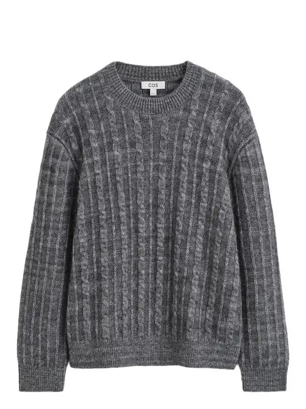 Cos Cable-knit Sweater - Gray