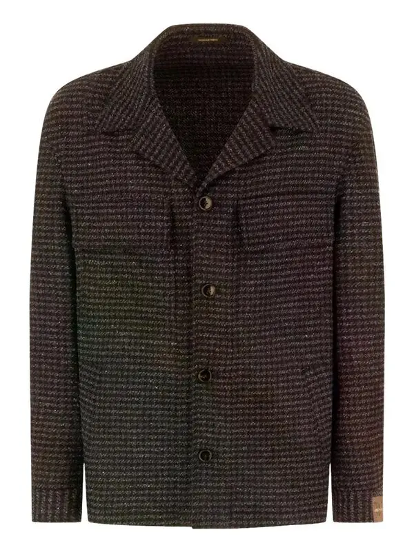 GABRIELE PASINI Houndstooth Wool-blend Shirt Jacket - Brown