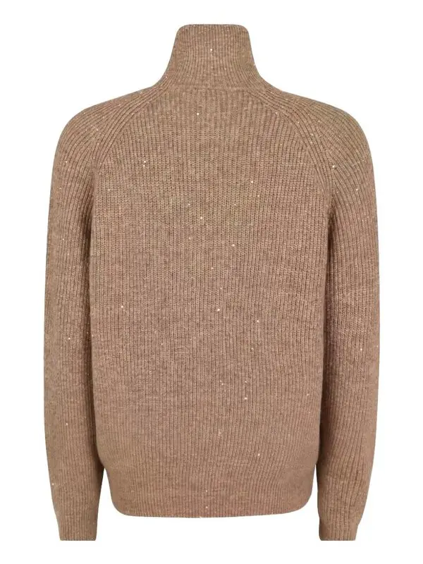 Seventy Sequin-embellished Ribbed-knit Cardigan - Brown