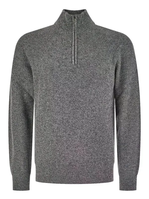 PIACENZA CASHMERE 1733 Ribbed-knit Quarter-zip Sweater - Grey