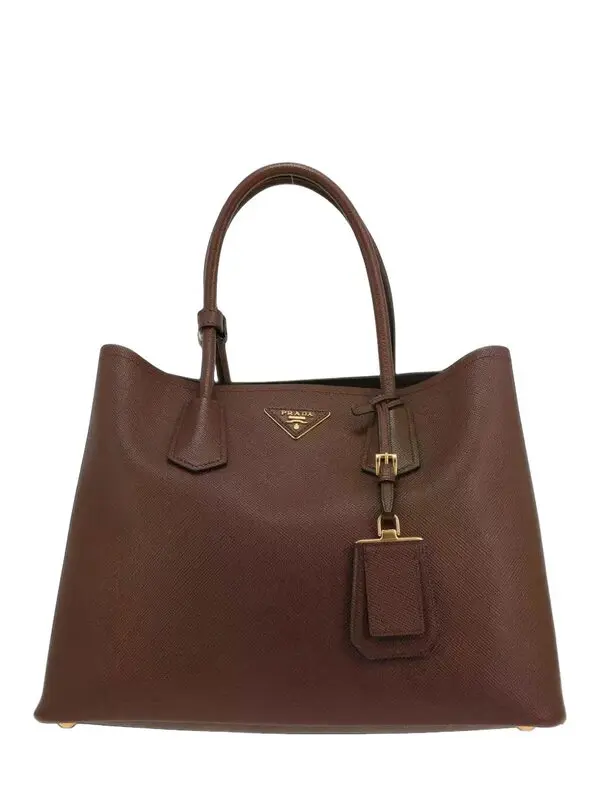 Prada Medium Double Saffiano Tote Bag - Brown