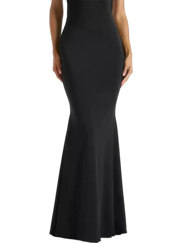 Manière De Voir Ondine In Halter Fishtail Maxi Dress With Hardware Back Detail - Black
