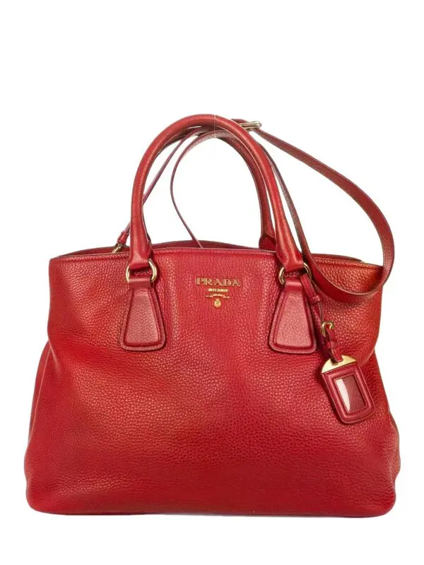 Prada Vitello Daino Leather Tote Bag - Red