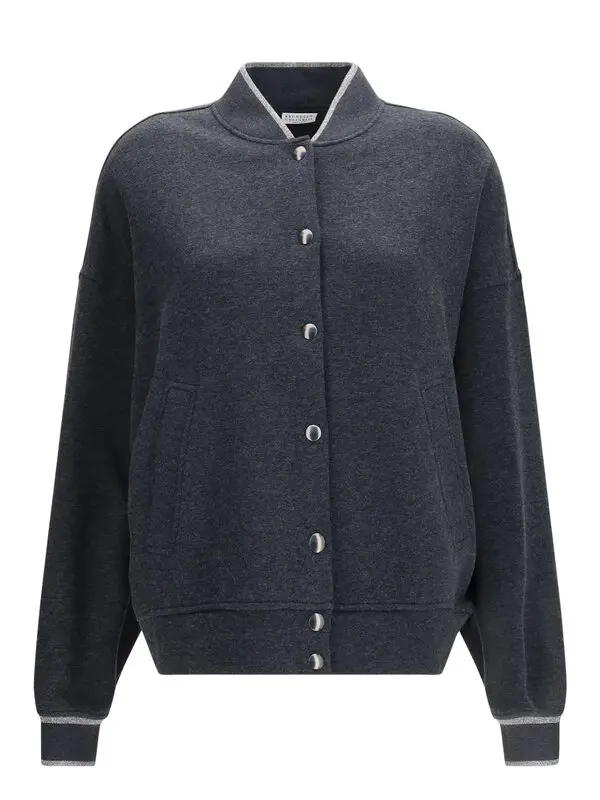 Brunello Cucinelli Techno Cotton And Cashmere Interlock Bomber Jacket - Grey