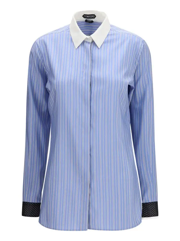 TOM FORD Striped Jacquard Shirt - Light Blue
