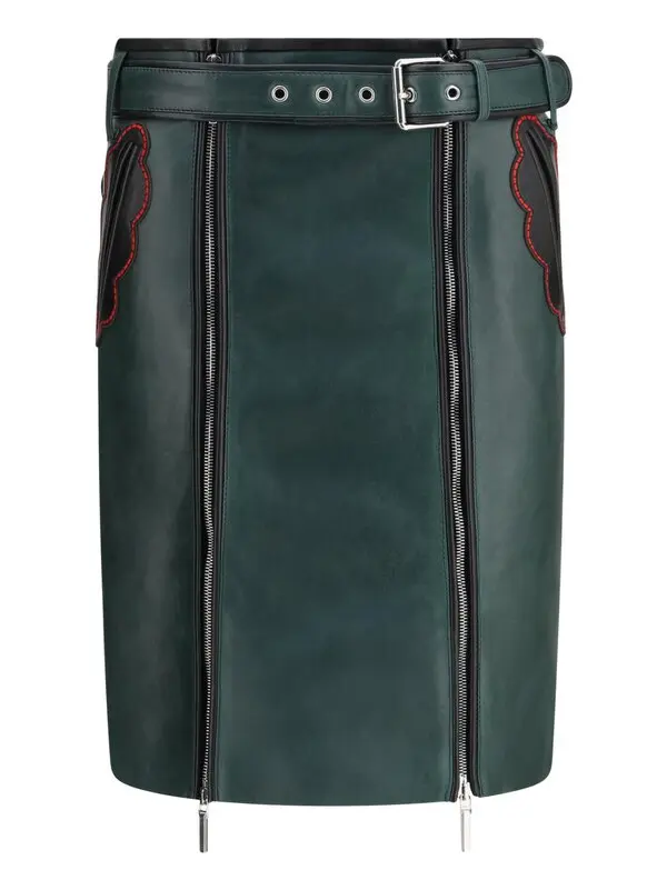 Marni Leather Skirt With Belt And Pockets - One-color