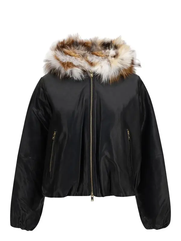 Moose Knuckles Cardin Jacket With Fur Collar Feale - Black