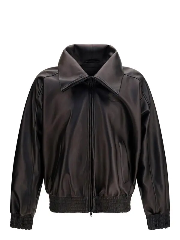 Balenciaga High-neck Leather Jacket Ale - Black