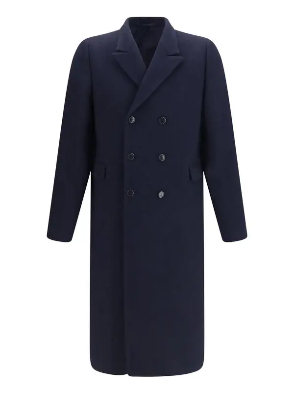 Prada Double-breasted Shetland Wool Coat - Blue