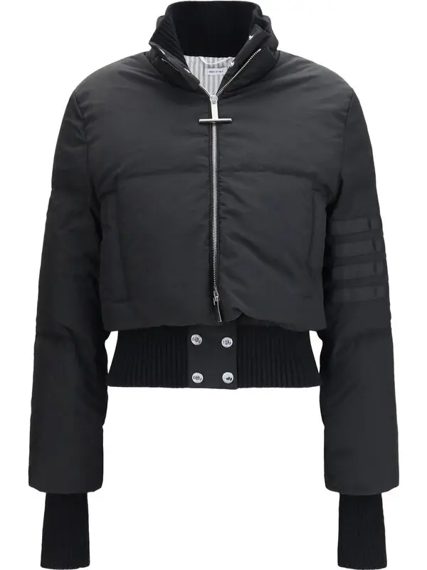 Thom Browne Short Padded Jacket With Front Zip - Black