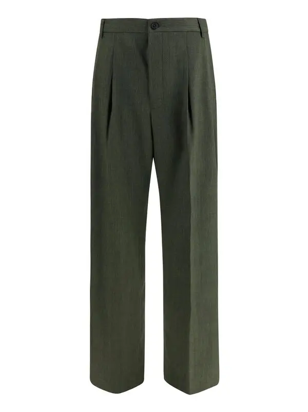LANEUS Wide-leg Wool Pants - Green