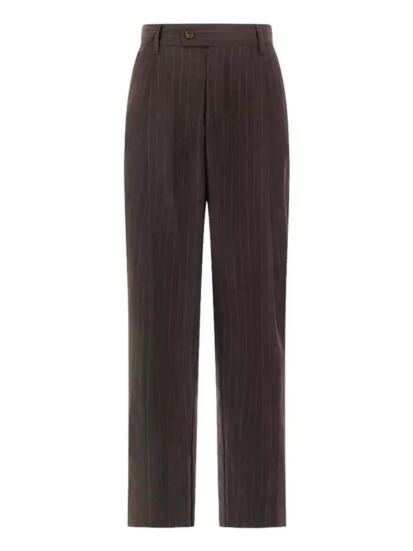 MARSEM Pinstripe-pattern Pleated Tailored Trousers - Brown