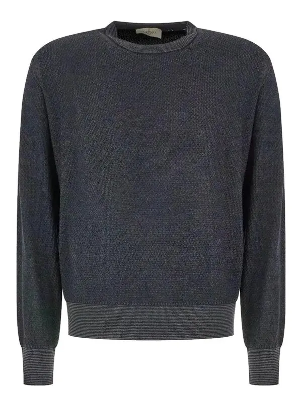 PIACENZA CASHMERE 1733 Fine-knit Ribbed-trim Sweater - Blue
