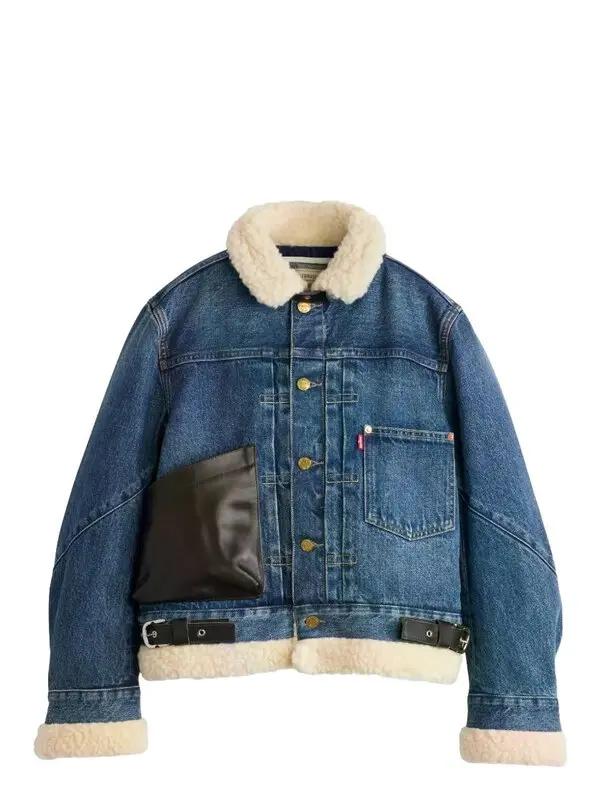 Sacai X Levi's Leather-trim Denim Jacket - Blue