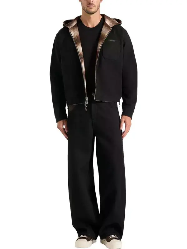 Manière De Voir Hamish Reversible Canvas & Brushed Check Wool-blend Jacket Brown - Black
