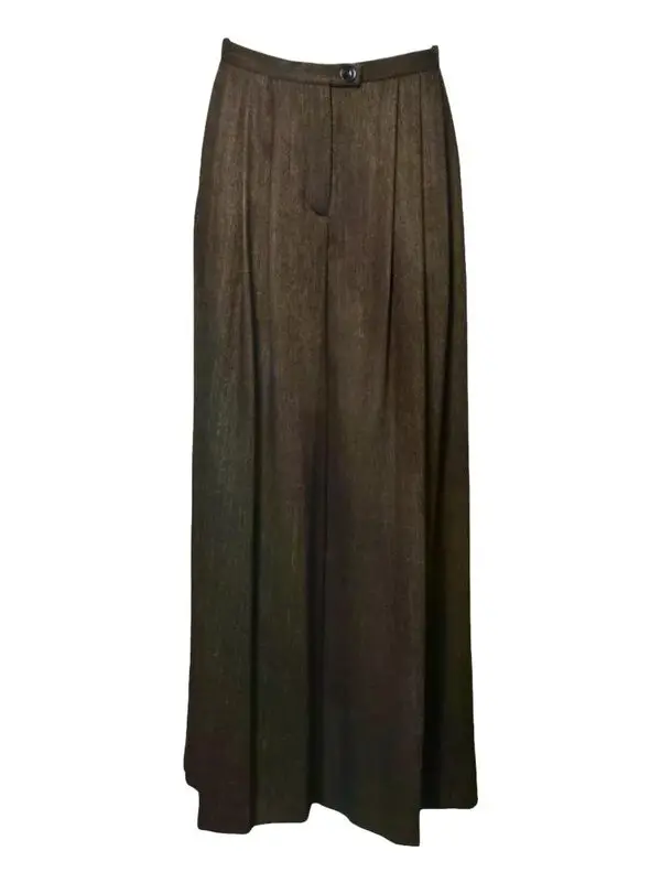 SOLOTRE Herringbone-pattern Pleated Palazzo Pants - Brown