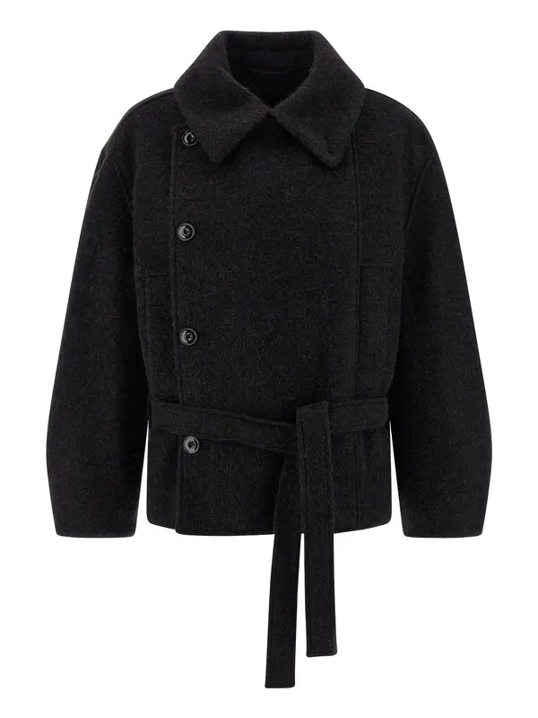 LEMAIRE Short Asymmetrical Bathrobe' Coat - Black