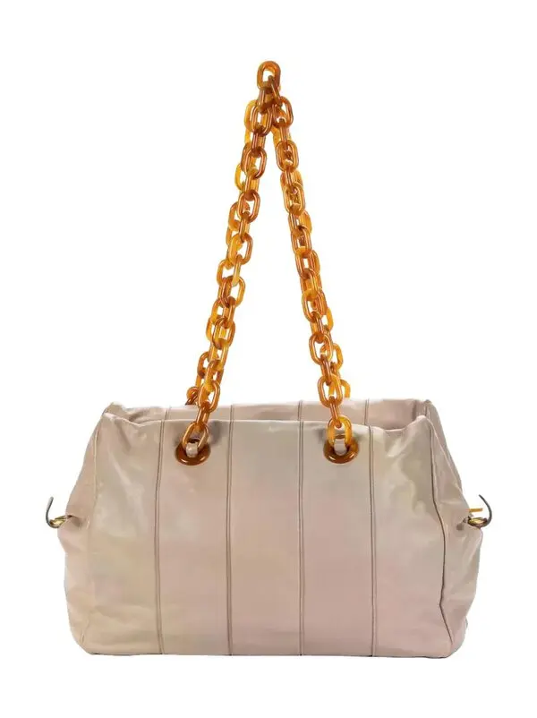 Prada Logo-plaque Panelled Shoulder Bag - Neutrals