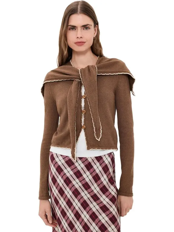 ANOTHER GIRL Cardigan With Detachable Sailor Collar - Brown
