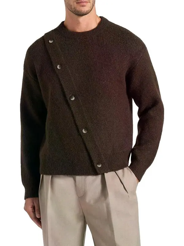Manière De Voir Theo In Asymmetric Brushed Wool-blend Knit Jumper - Brown