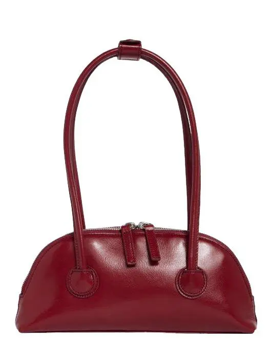 MARGESHERWOOD Bessette Leather Shoulder Bag - Wine Glossy Plain