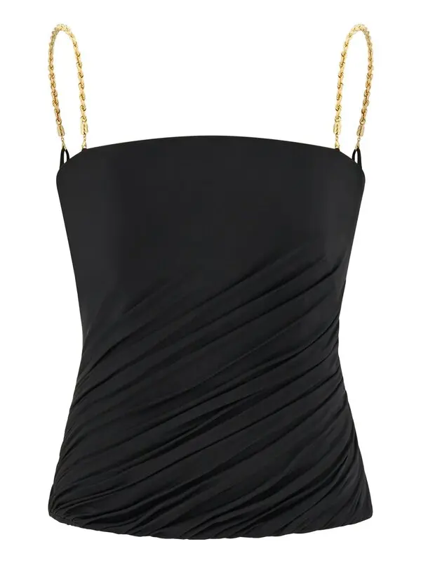 FERRAGAMO Gathered Top With Chain Detail - Black