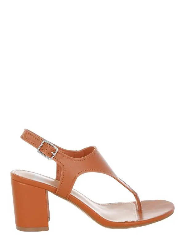 RAG & CO Ann Real Leather Thong Toe Sandals In Tan By - Brown