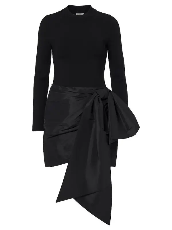 Simkhai Bow-detail Knitted Taffeta Minidress - Black