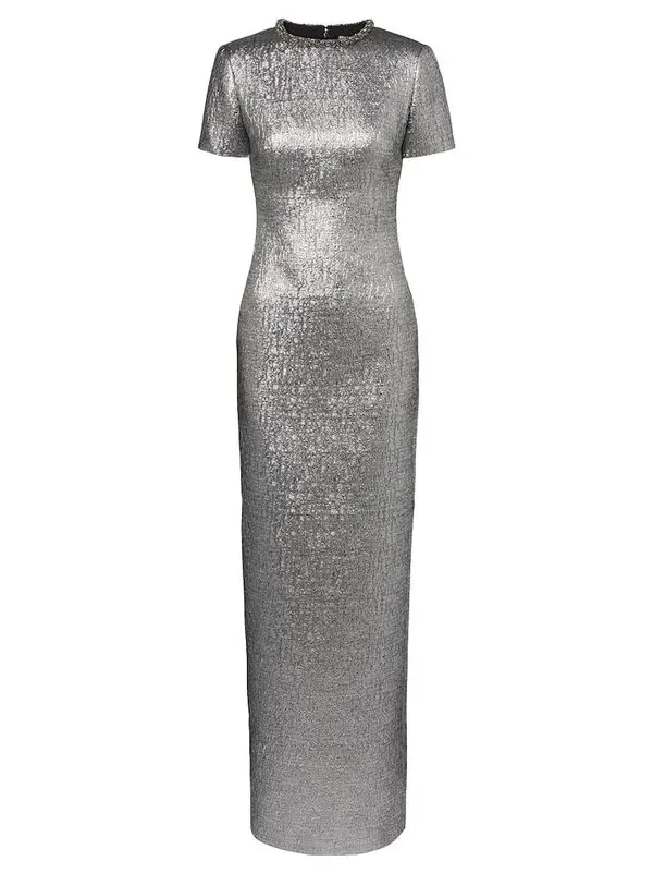 Roland Mouret Embellished Lamé Jacquard Gown - Silver
