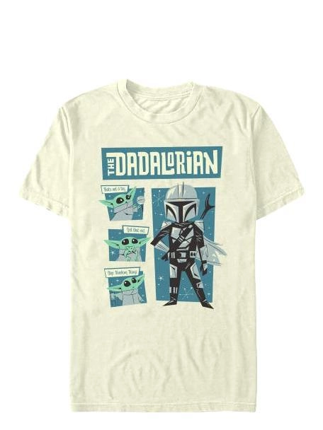 STAR WARS: THE MANDALORIAN The Dadalorian Phrases Short Sleeve Graphic T-shirt - Beige