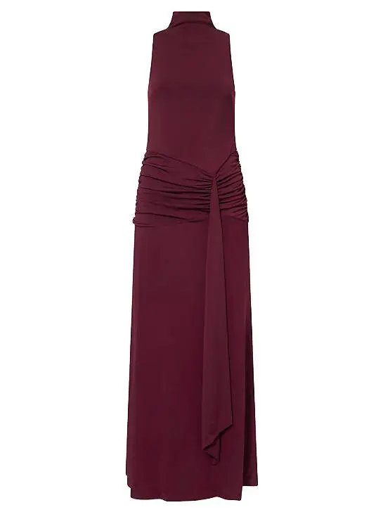 PRETTY LAVISH Solace Halterneck Stretch-jersey Maxi Dress - Fig