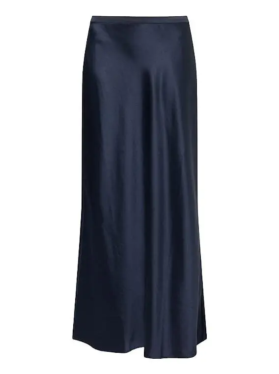 ANINE BING Bias-cut Silk Midi Skirt - Navy