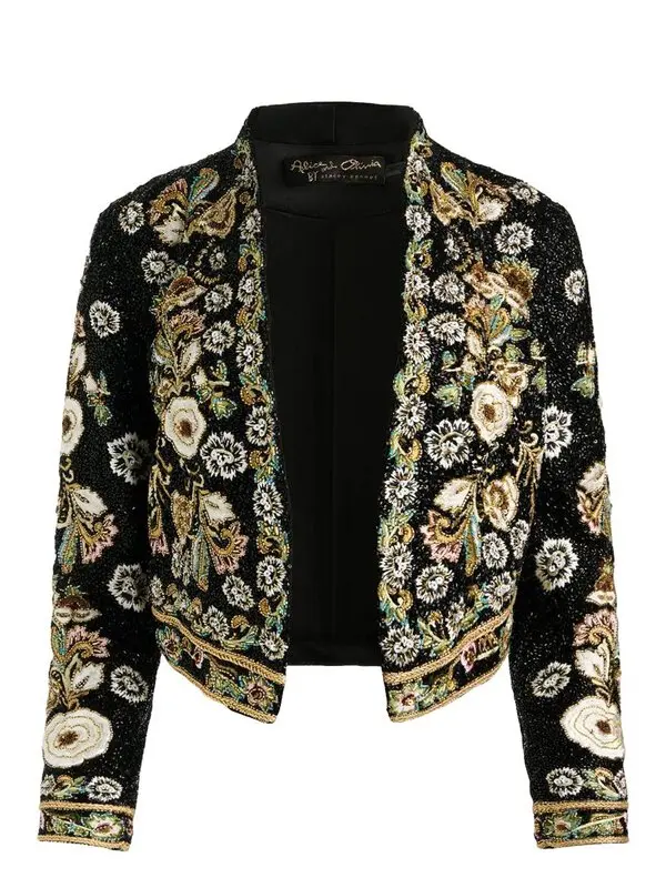 Alice + Olivia Harvey Embellished Embroidered Jacket - Black Multi
