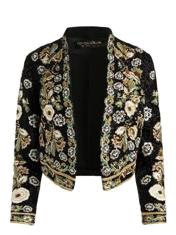 Alice + Olivia Harvey Embellished Embroidered Jacket - Black Multi