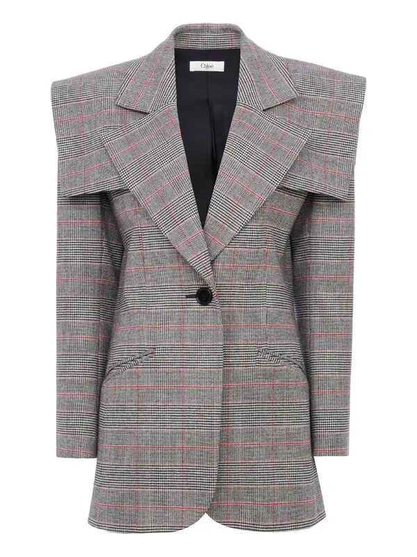 Chloé Cape-detail Single-breasted Tailored Jacket - Grey