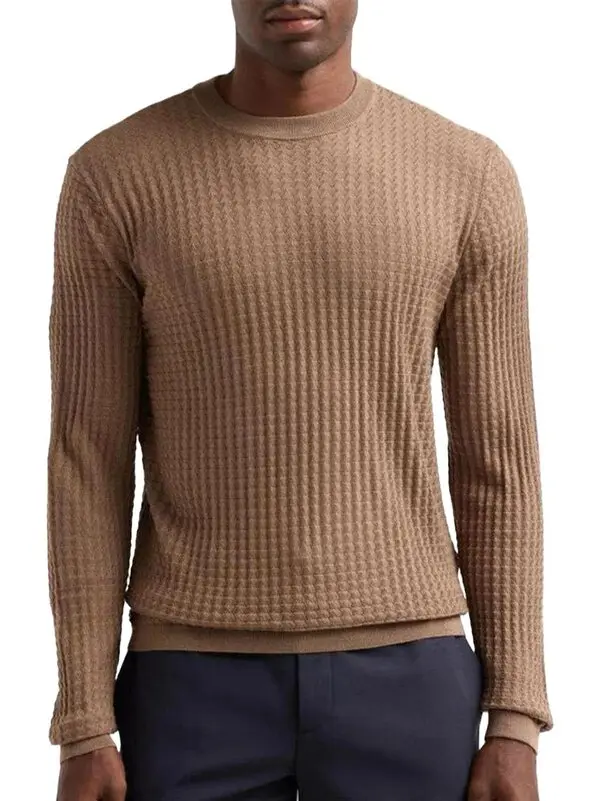 Emporio Armani Fancy Stitch Textured Triangle Sweater - Solid Ligh