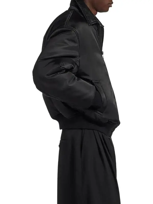 Balenciaga Apos;s Leather-collar Bomber Jacket - Black