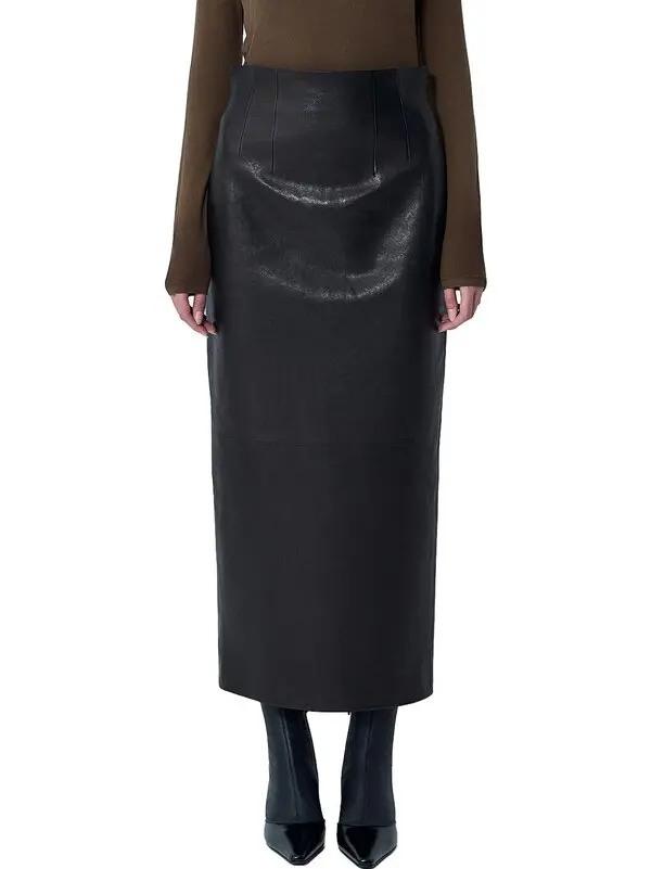 Khaite Loxley Leather Skirt - Black