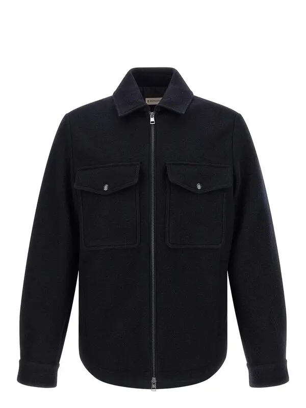 Moncler Wool Overshirt - Blue